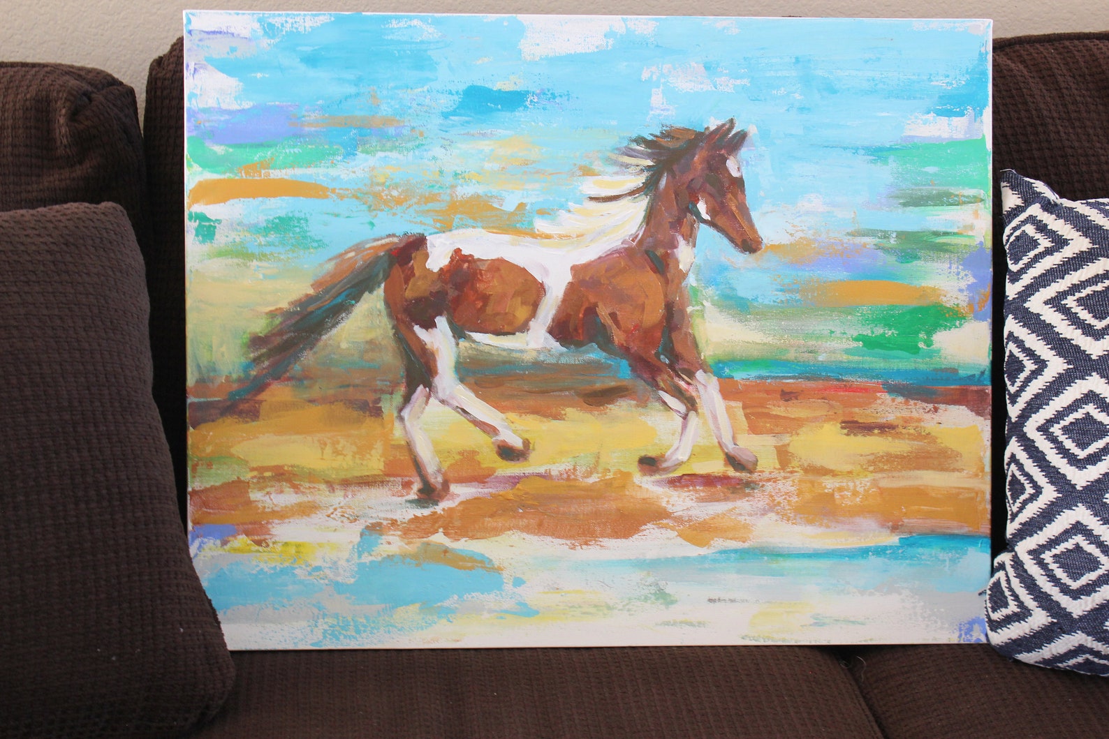 Pinto Horse Running Original Painting - Etsy