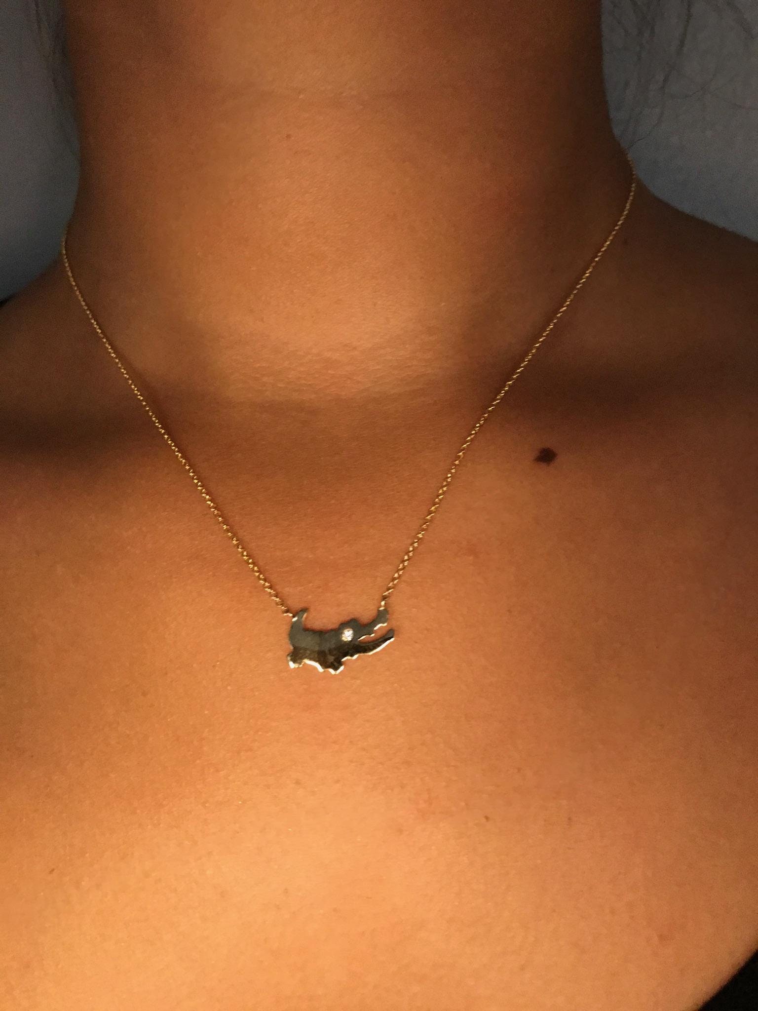 14K Solid Gold Diamond High Quality Crocodile Necklace