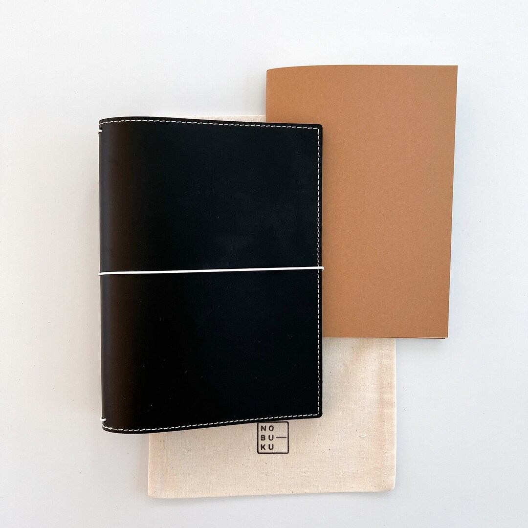 A5 Leather Notebook Cover Refillable, Cover in Black Leather A5 Size ...