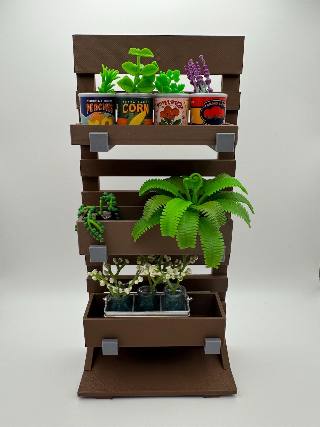 Miniature Brown Pallet Shelf | 1:6 Scale Dollhouse Furniture | 3-tier ...