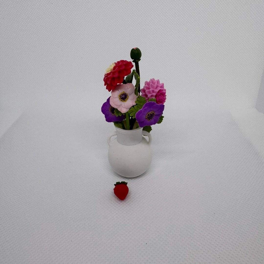 Miniature Vase | 1:6 Scale Double-handled Jar | Mini Flower Pot for Mga ...