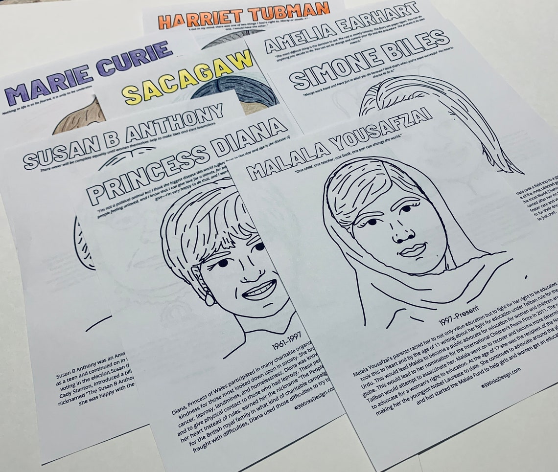 Women's History Coloring Pages - Etsy
