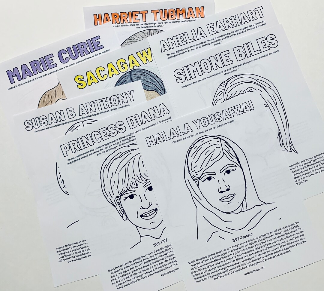 Women's History Coloring Pages - Etsy