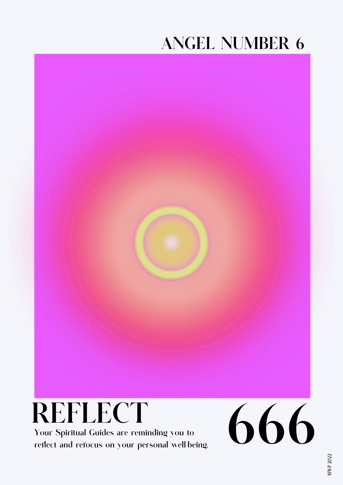 Angel Number Art Print 666 'reflect' Spiritual Aura Energy Mid-century ...