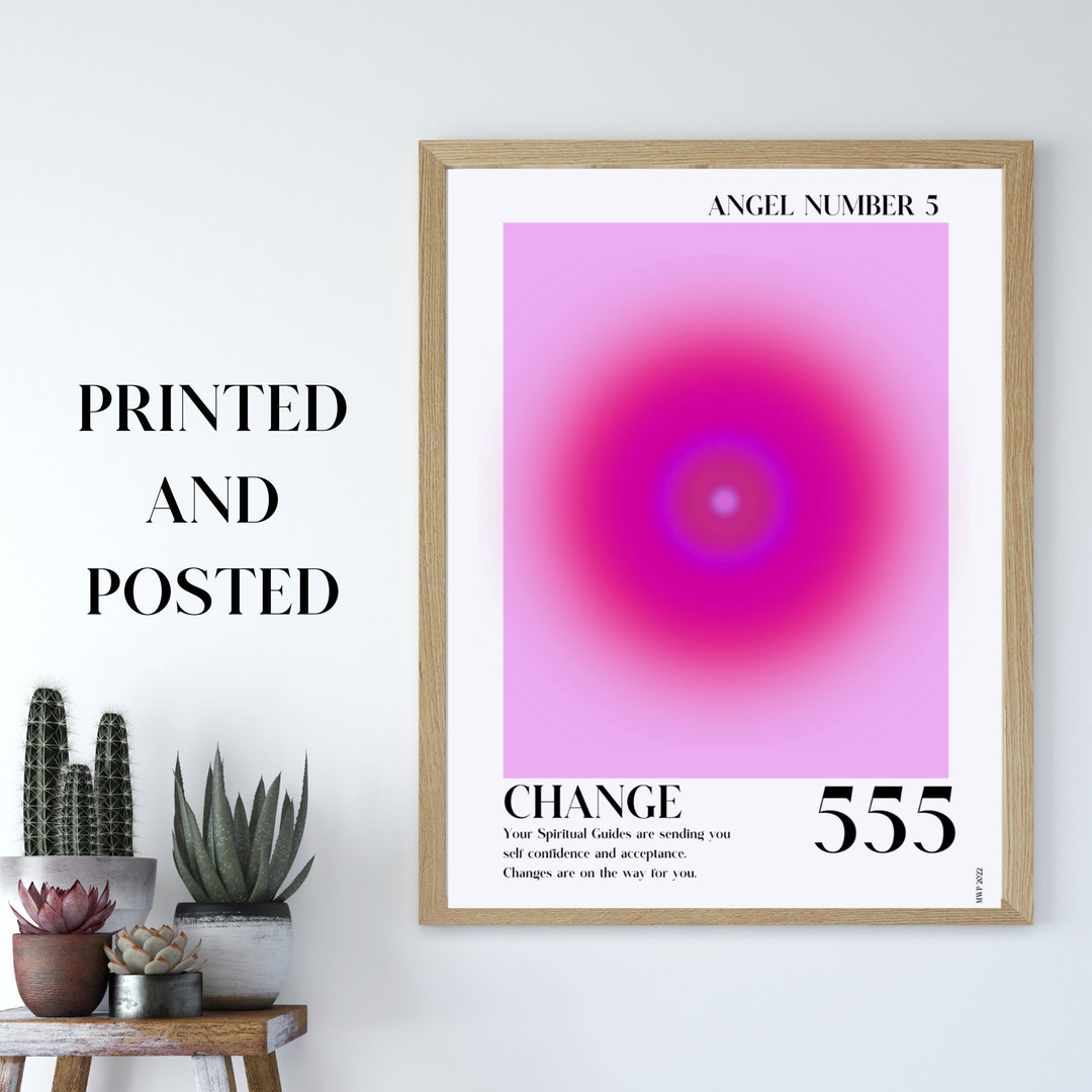 Angel Number Art Print 555 'change' - Spiritual Mid-century Aura Energy ...