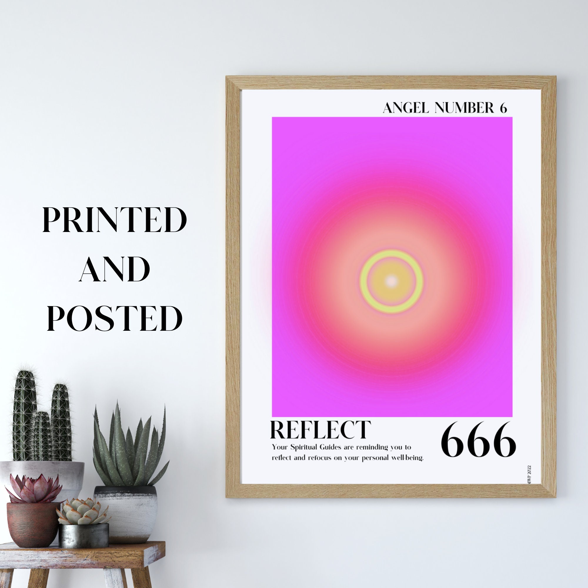 Angel Number Art Print 666 'reflect' Spiritual Aura Energy Mid-century ...