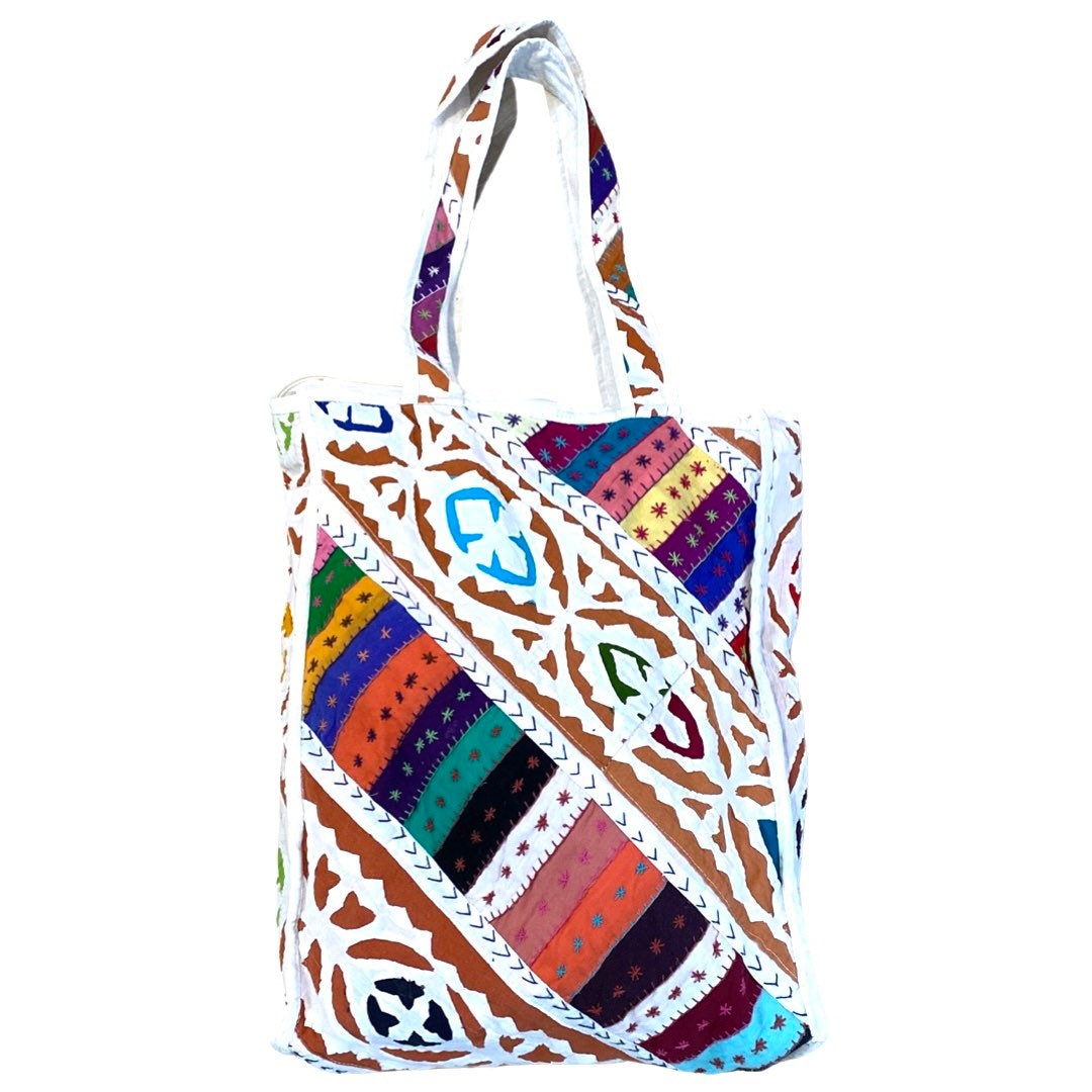 Patchwork Shopper | Indian Patchwork Kantha | Handmade Cut-out Shopper ...