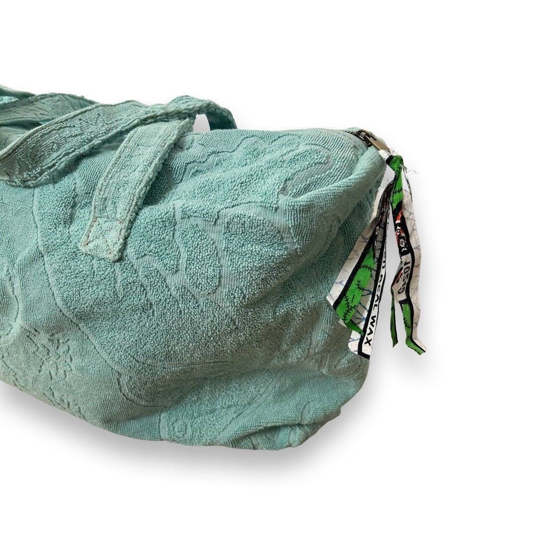 Spacious Green Terry Cloth Bag With African Print and Zipper - Etsy