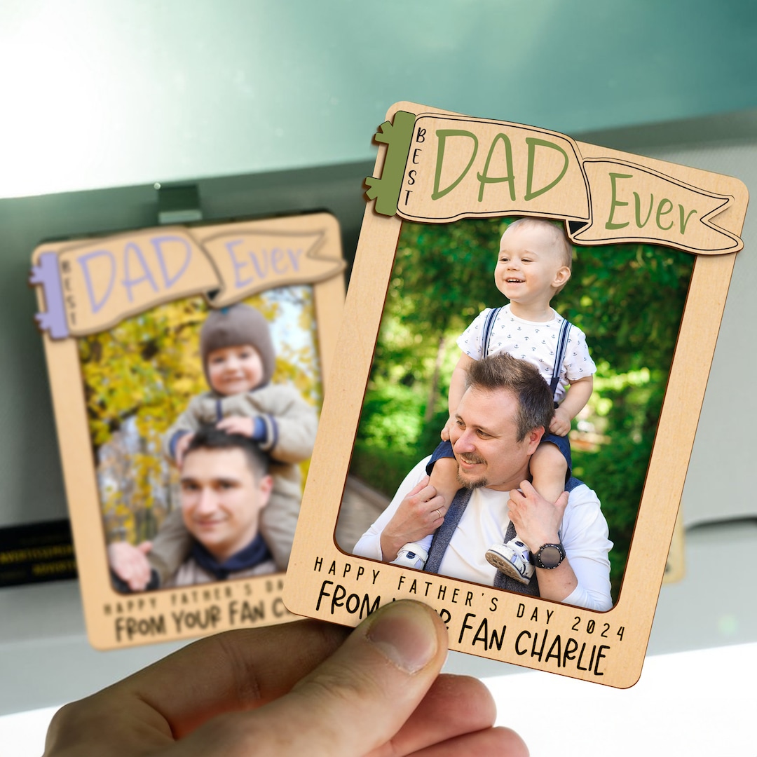 Personalized Dad Picture Frame Car Visor Clip, Father's Day Gift Visor ...