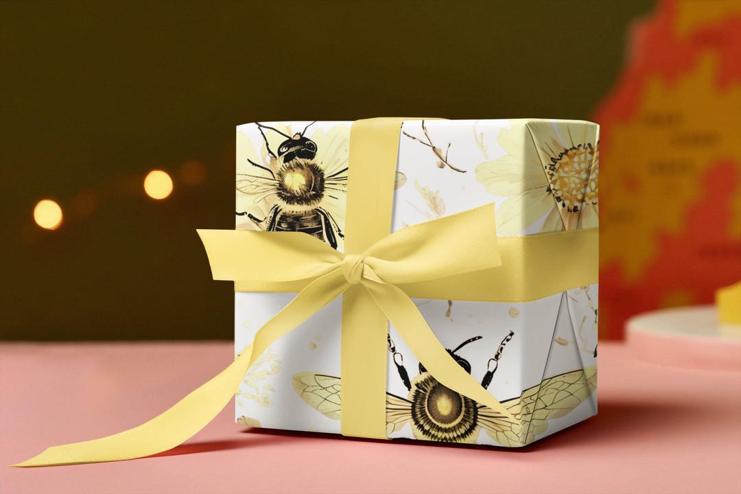 Jolly Bee Wrapping Paper, Bumblebee Theme Gift Wrap, Bee Lover Present ...