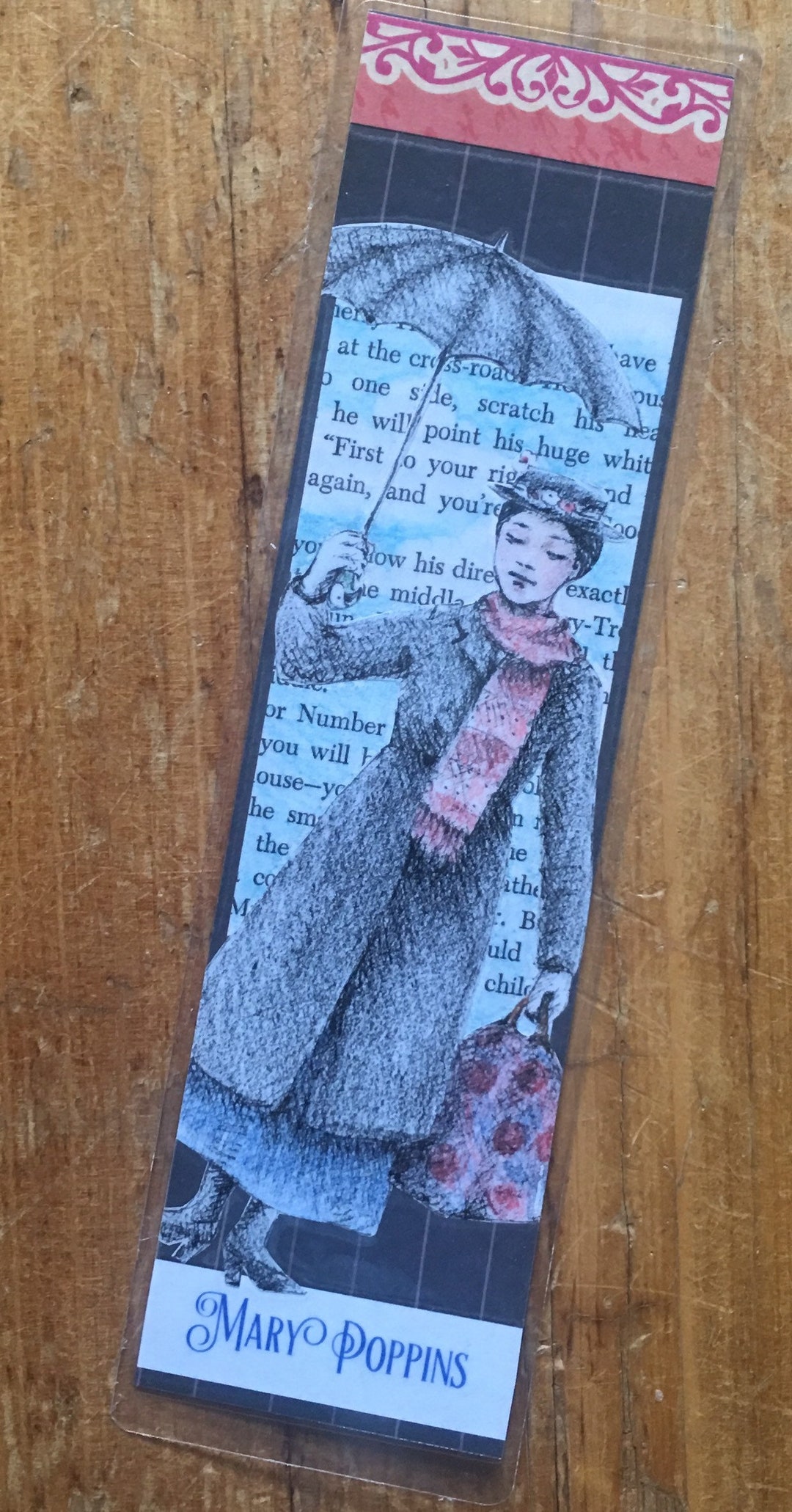 Mary Poppins Handmade Bookmark, One of a Kind Collage Art - Etsy