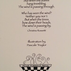 Who Has Seen the Wind Blank Notecard, Poem by Christina Rossetti ...