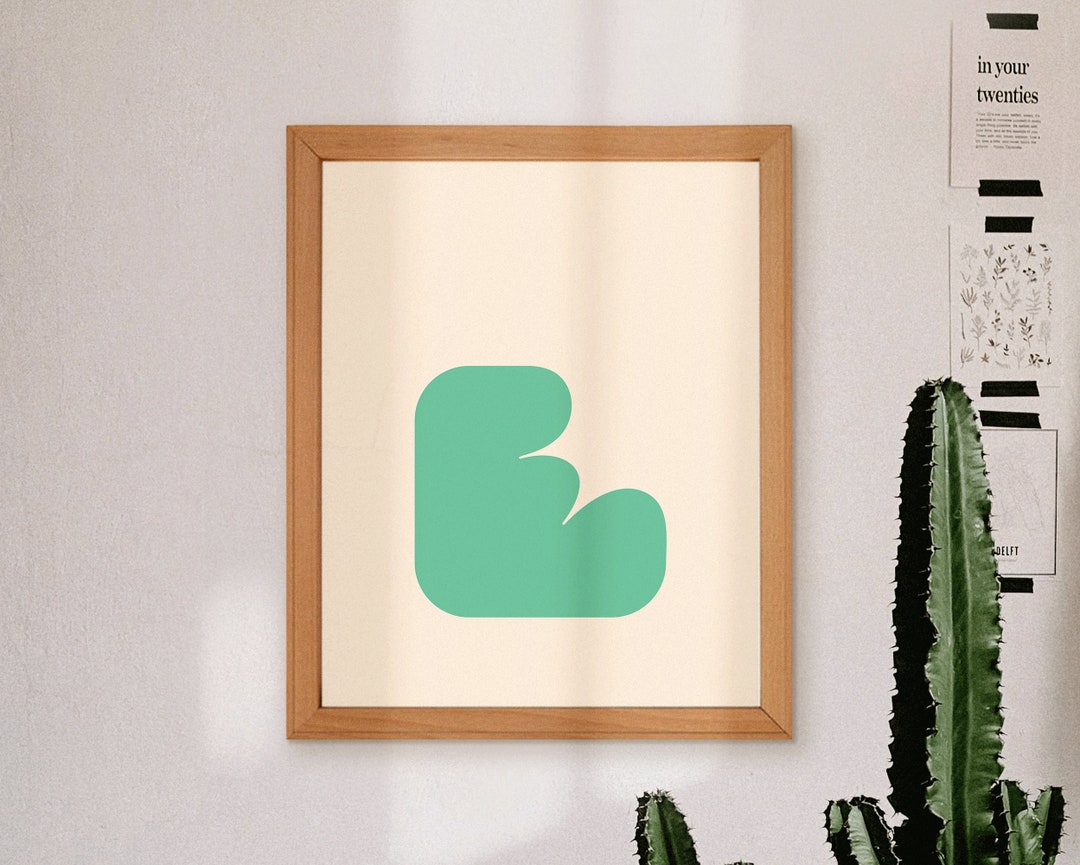 E Letter Print, Retro Art Wall Print, Digital Download Print, Wall ...