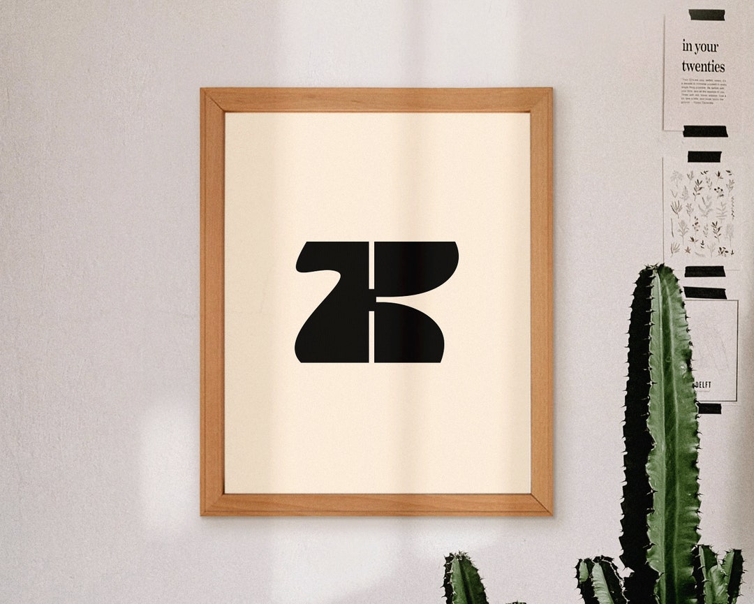 K Letter Print, Retro Art Wall Print, Digital Download Print, Wall ...