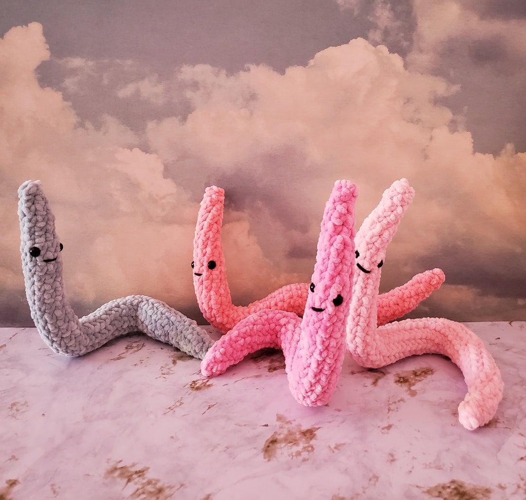 Worm Friend Crocheted Amigurumi Plush Plush Worm Posable Worm Plush ...