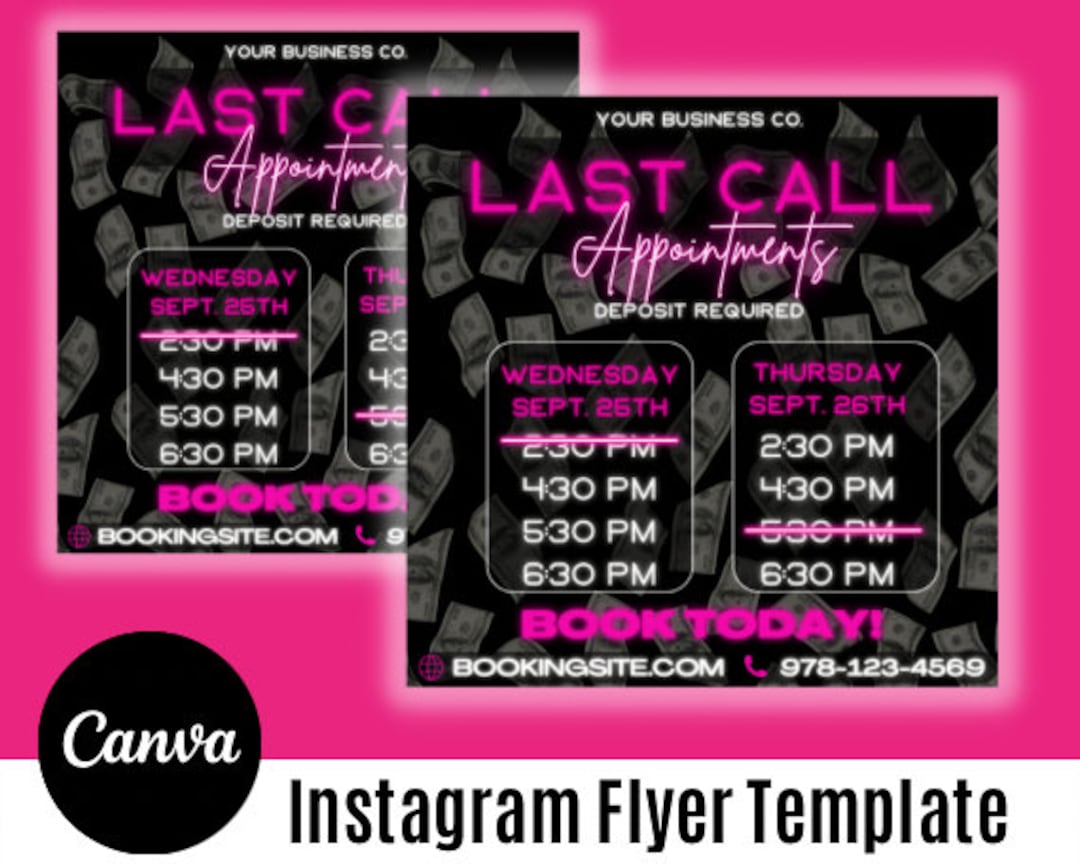 Last Call Appointment Flyer Template, Business Social Media (canva) - Etsy