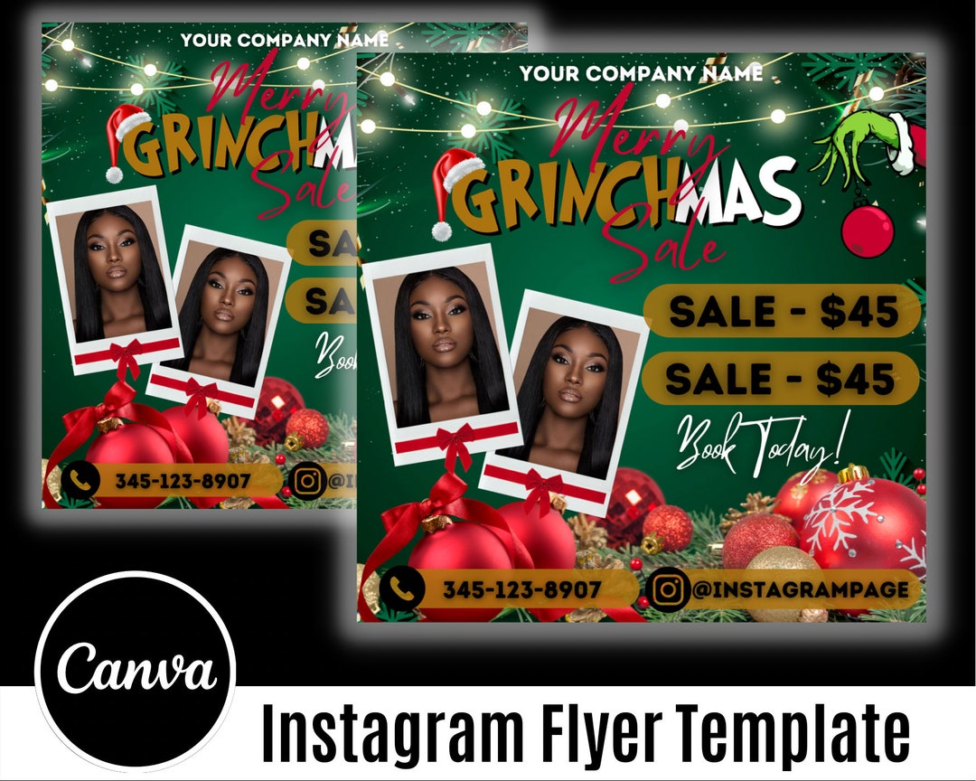 Grinchmas Sale Flyer - Wimpern, Haare, Wachs Sale Template (Canva ...