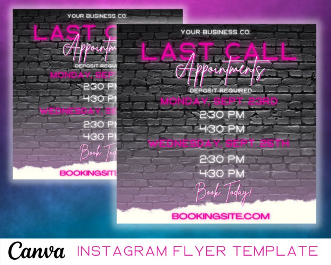 Last Call Appointments Flyer Template, Salon Social Media (digital ...