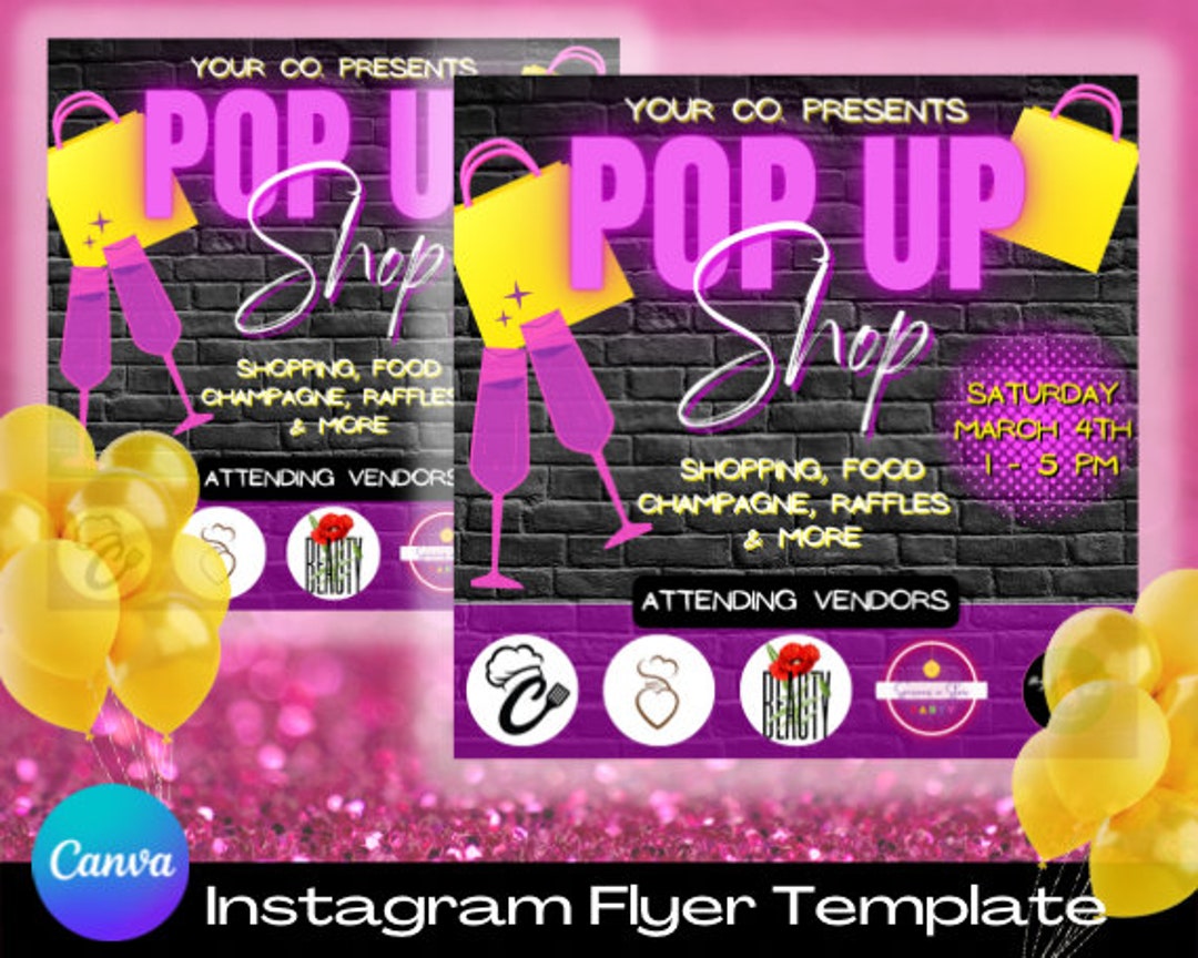 Pop up Shop Instagram Flyer Template Including Vendor Logos - Etsy