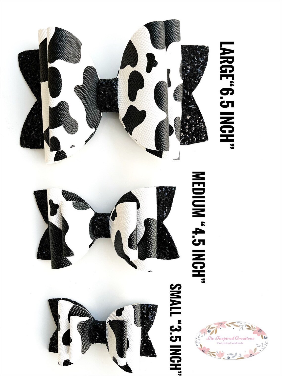 Cow Print Hair Bow. Cow Print Pigtail Bows - Etsy