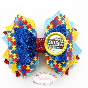 Autism Awareness Hair Bow - Etsy