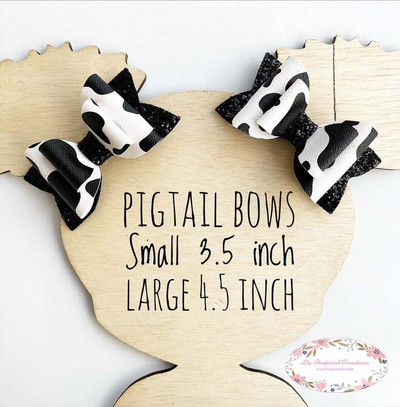 Cow Print Hair Bow. Cow Print Pigtail Bows - Etsy