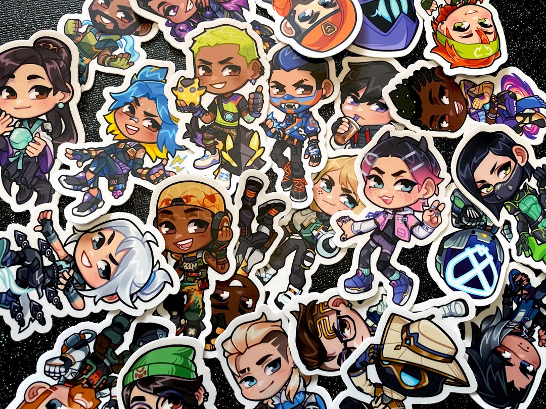 Agent Matte Stickers SET 1 Sage, Jett, Killjoy, Chamber, Omen, Gekko ...