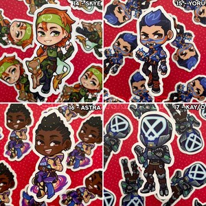 Agent Matte Stickers SET 1 Sage, Jett, Killjoy, Chamber, Omen, Gekko ...