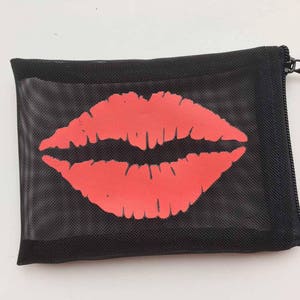 10 Mesh Lip Bags With Mirror RED LIPS - Etsy