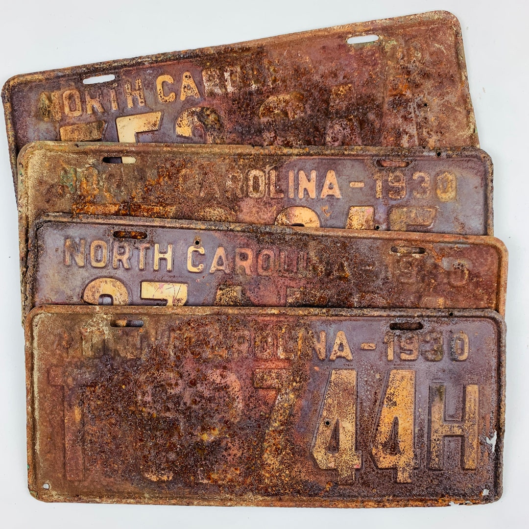 1 Antique 1930 License Plate North Carolina Rusty Wall Art Man Cave ...