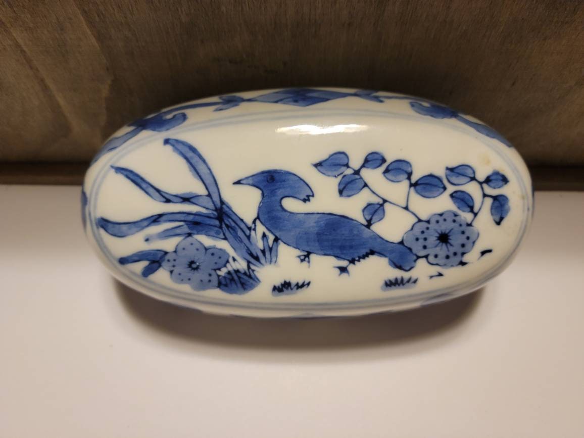 Vintage Blue and White Trinket Box. - Etsy