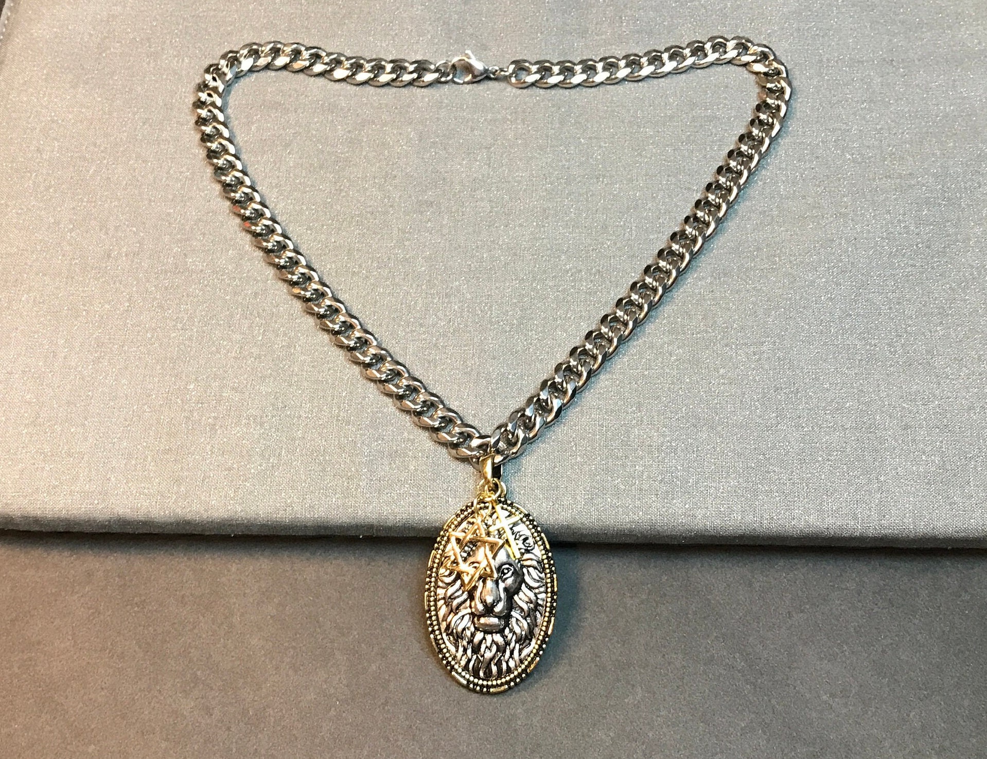 Men's Lion of Judah Stainless Steel Neck Chain 18 Messianic Necklace ...