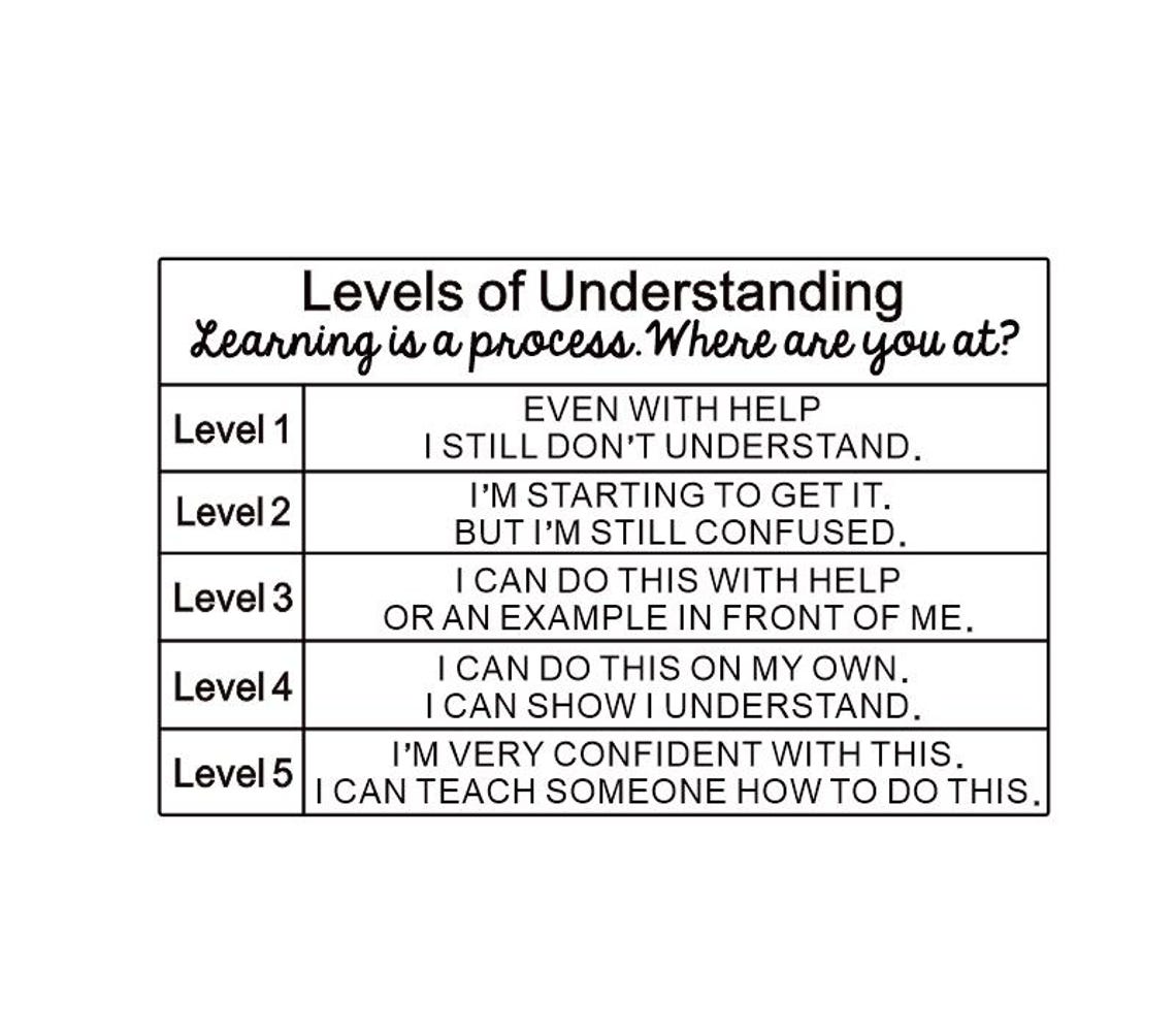Personalized Teacher Checklist Stamp, Levels of Understanding Stamp ...