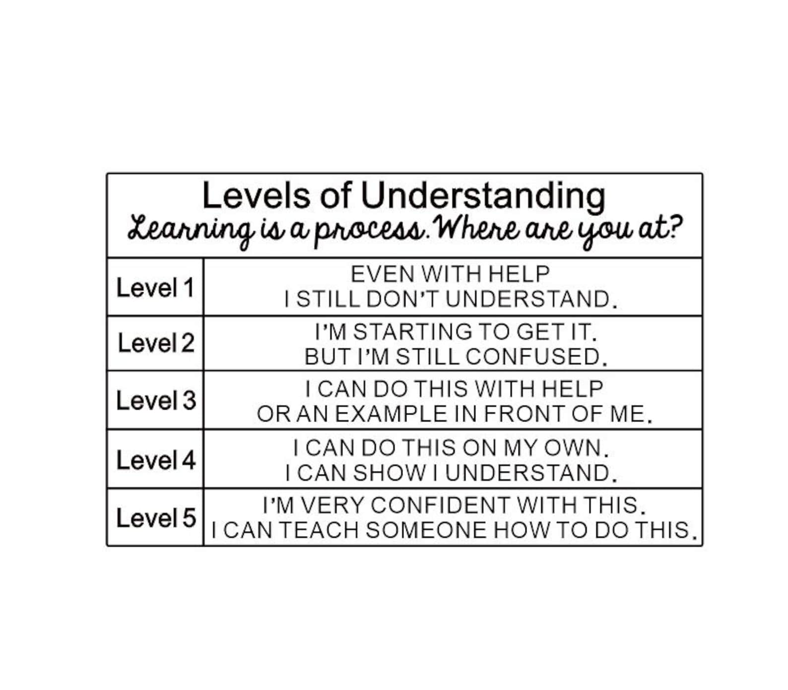Personalized Teacher Checklist Stamp, Levels of Understanding Stamp ...