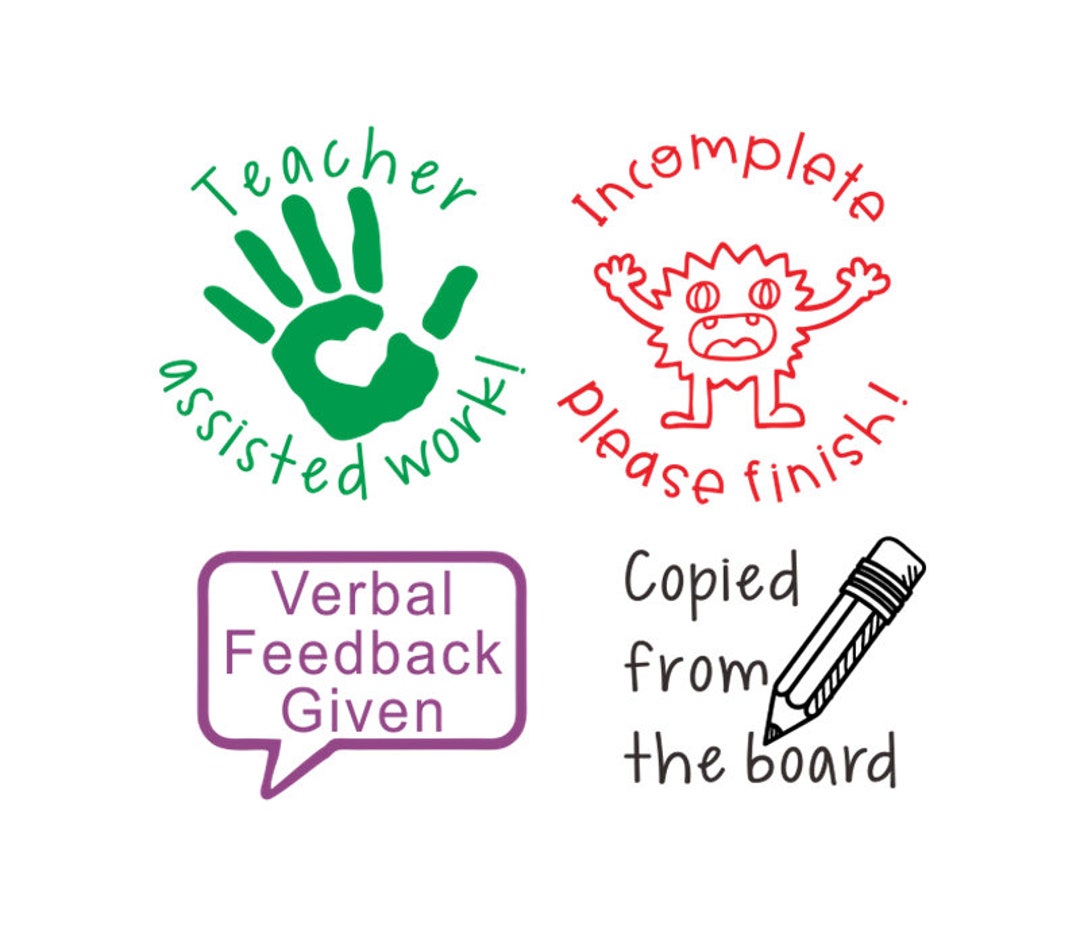 4pcs/pack Teacher Stamps, Student Feedback Stamp, Teacher Assisted ...