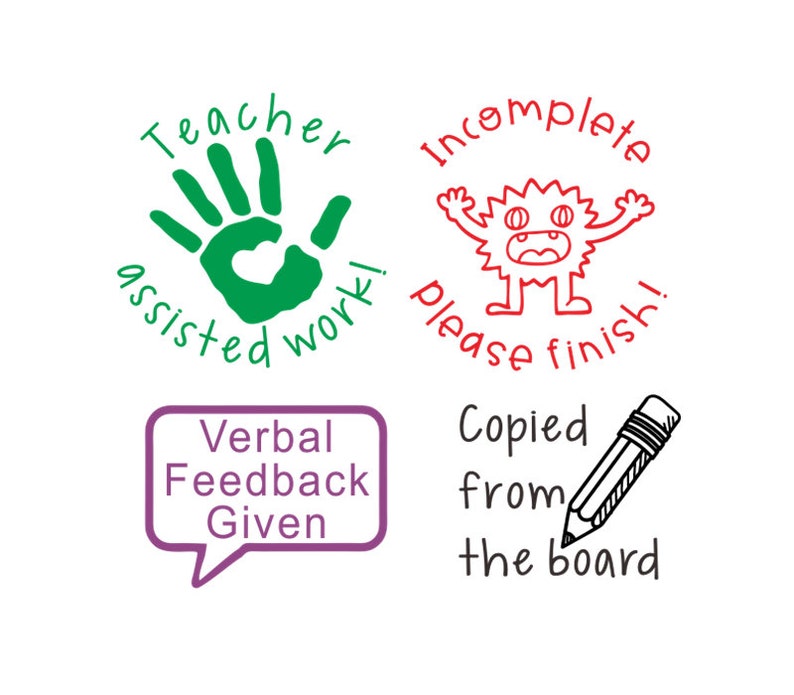 4pcs/pack Teacher Stamps, Student Feedback Stamp, Teacher Assisted ...
