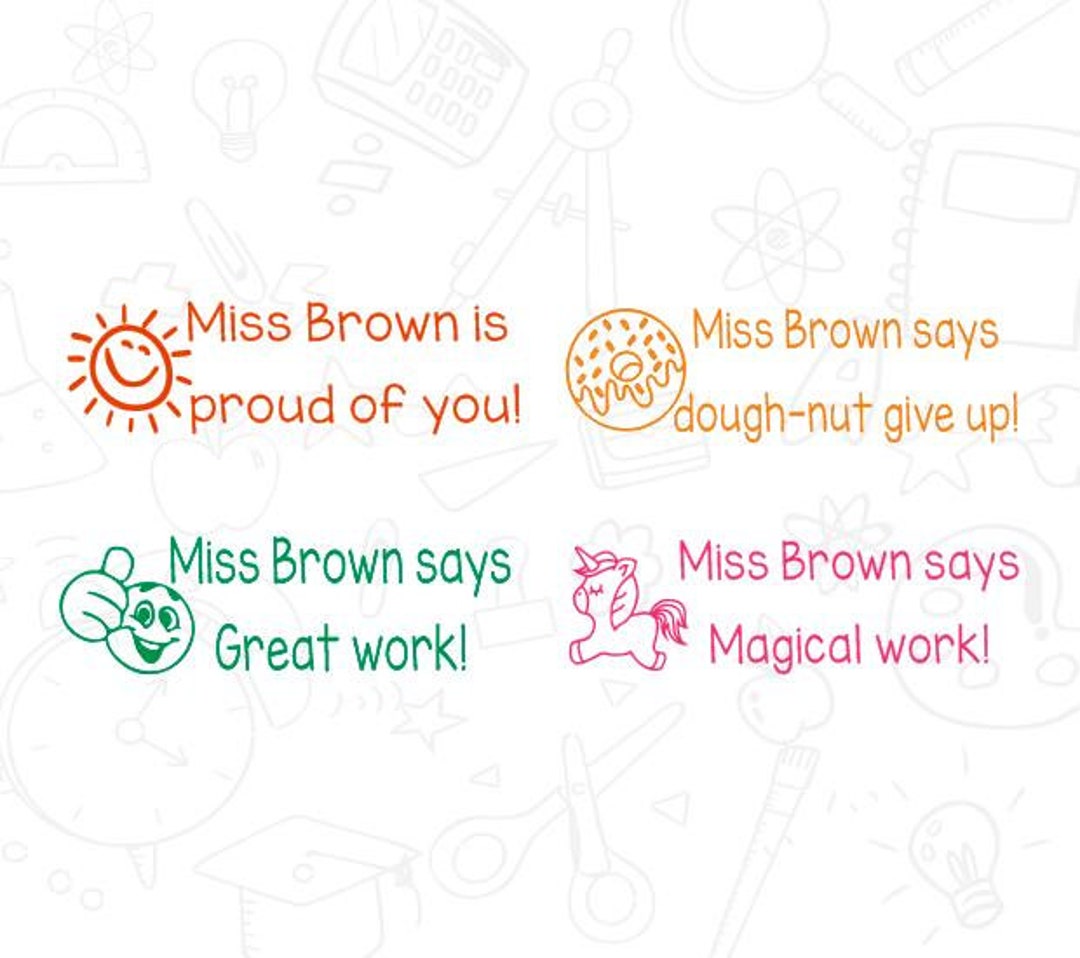 4pcs/set Personalized Teacher Stamp Set, Teacher Self Inking Stamp, Pre ...