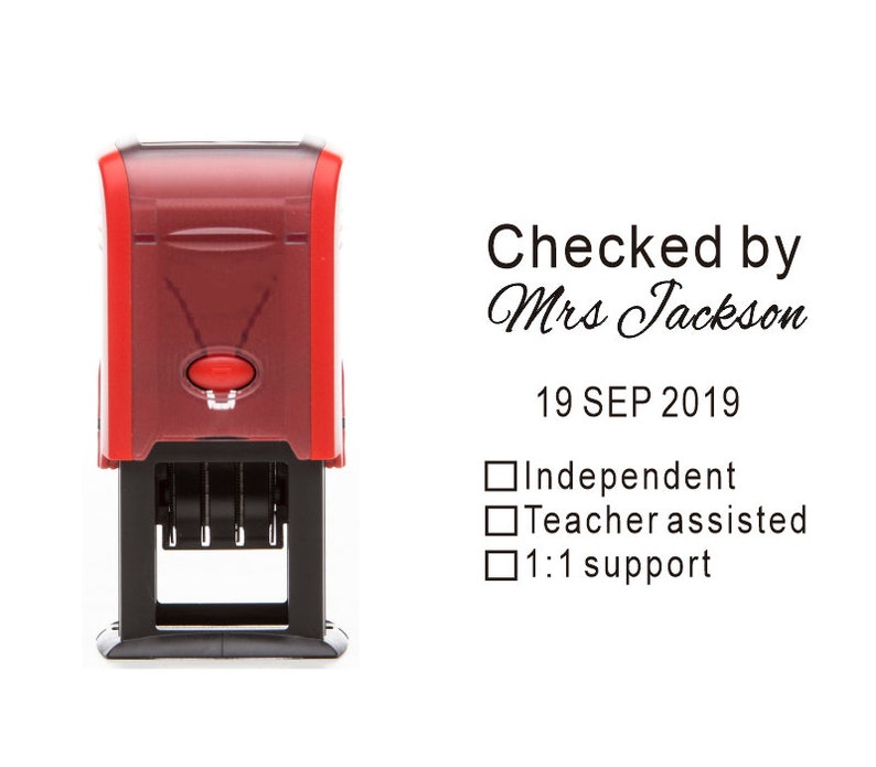 Personalized name and date stamp custom checked by teacher | Etsy