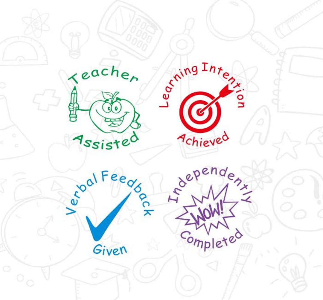 4pcs/set Teacher Stamp Set Teacher Assisted/learning Intention Achieved ...