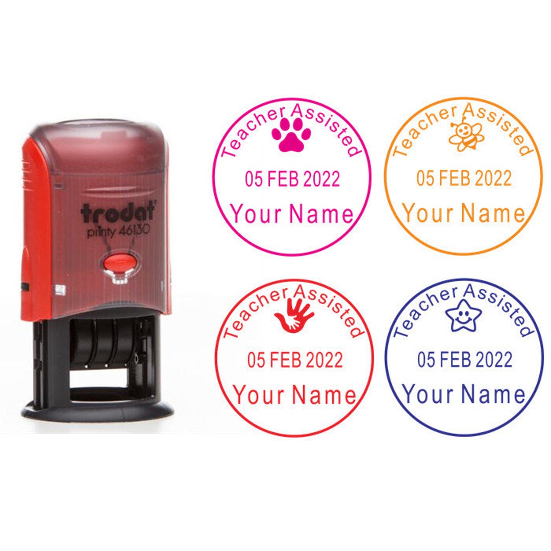 Personalized Teacher Assisted by Stamp, Teacher Stamp, Teacher Date ...
