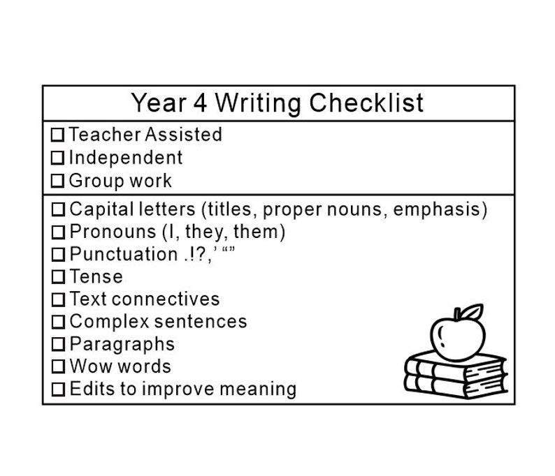 Personalized Teacher Checklist Stamp Year 4 Writing Checklist - Etsy