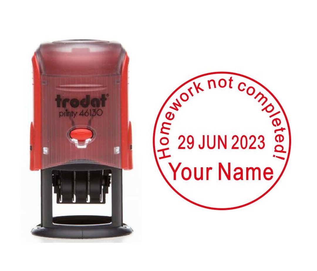 Personalized Teacher Date Stamps, Round Date Stamp, Homework Not ...