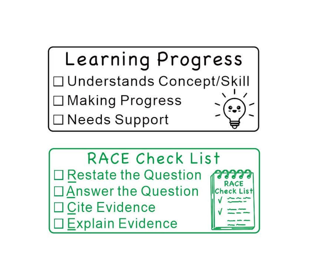 Personalized Teacher Stamp Learning Progress Stamp RACE Check List ...