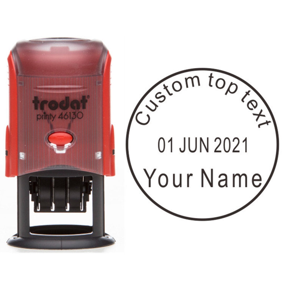 Personalized Teacher Stamp, Round Name and Date Stamp, Round Date and ...