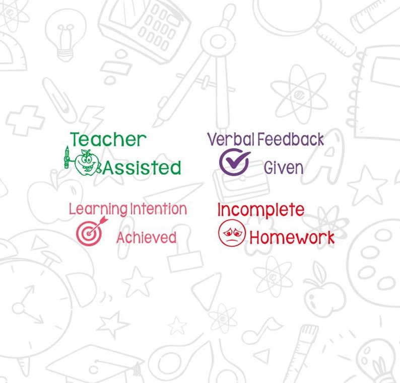 4pcs/set Teacher Stamps Set Teacher Assisted/learning Intention ...