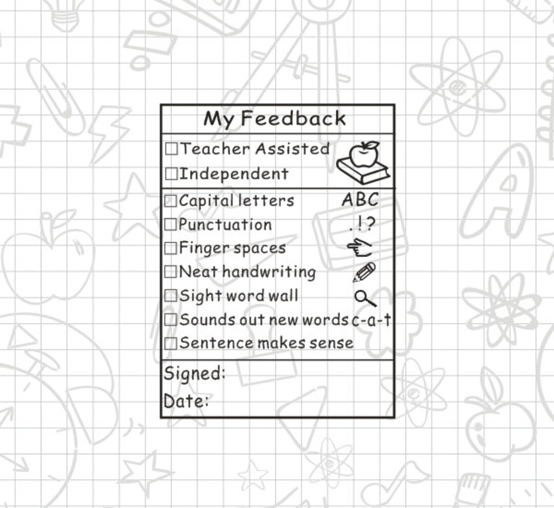 Personalized Teacher Stamp Self inking Stamp Teacher Writing Checklist