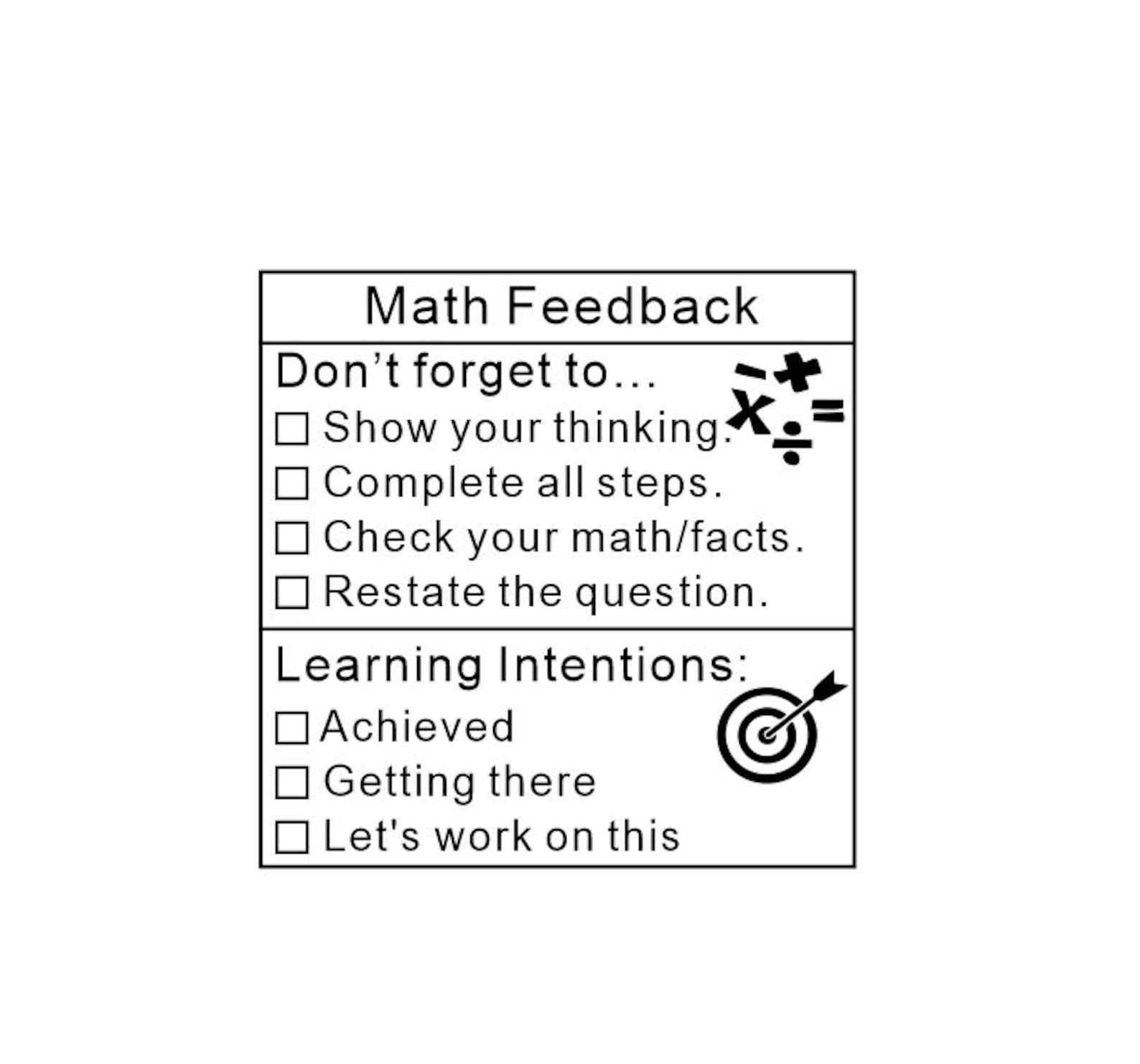 Custom Math Feedback Stamps,personalized Teacher Stamp Pre-inked Stamp ...