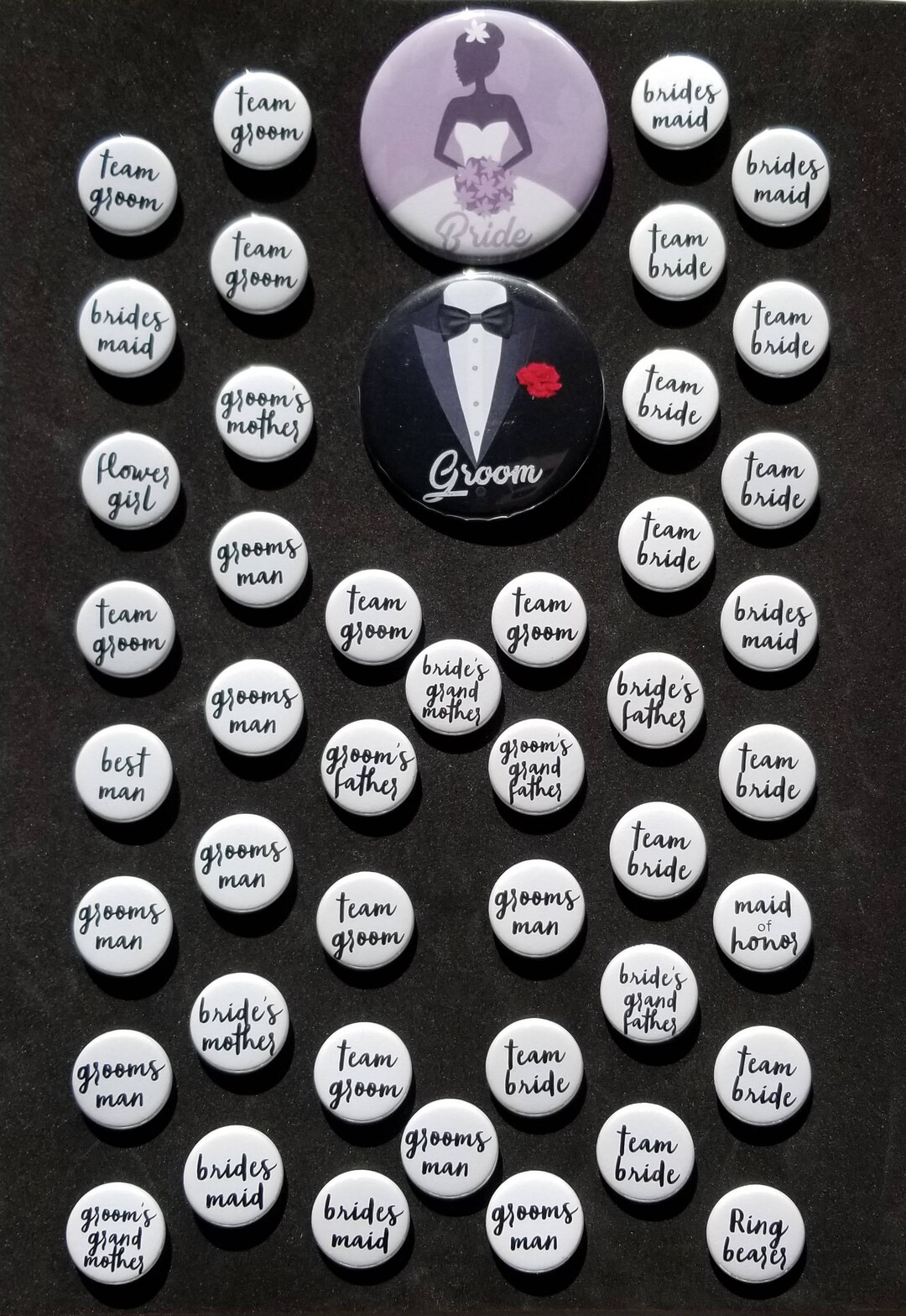 48 Pcs Wedding Bride Groom Entourage Button Pin Backs Brooches - Etsy