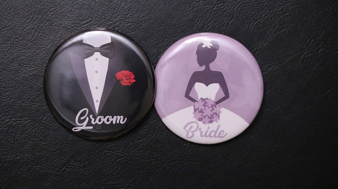 Bride and Groom Button Pins 2.25 Buttons - Etsy