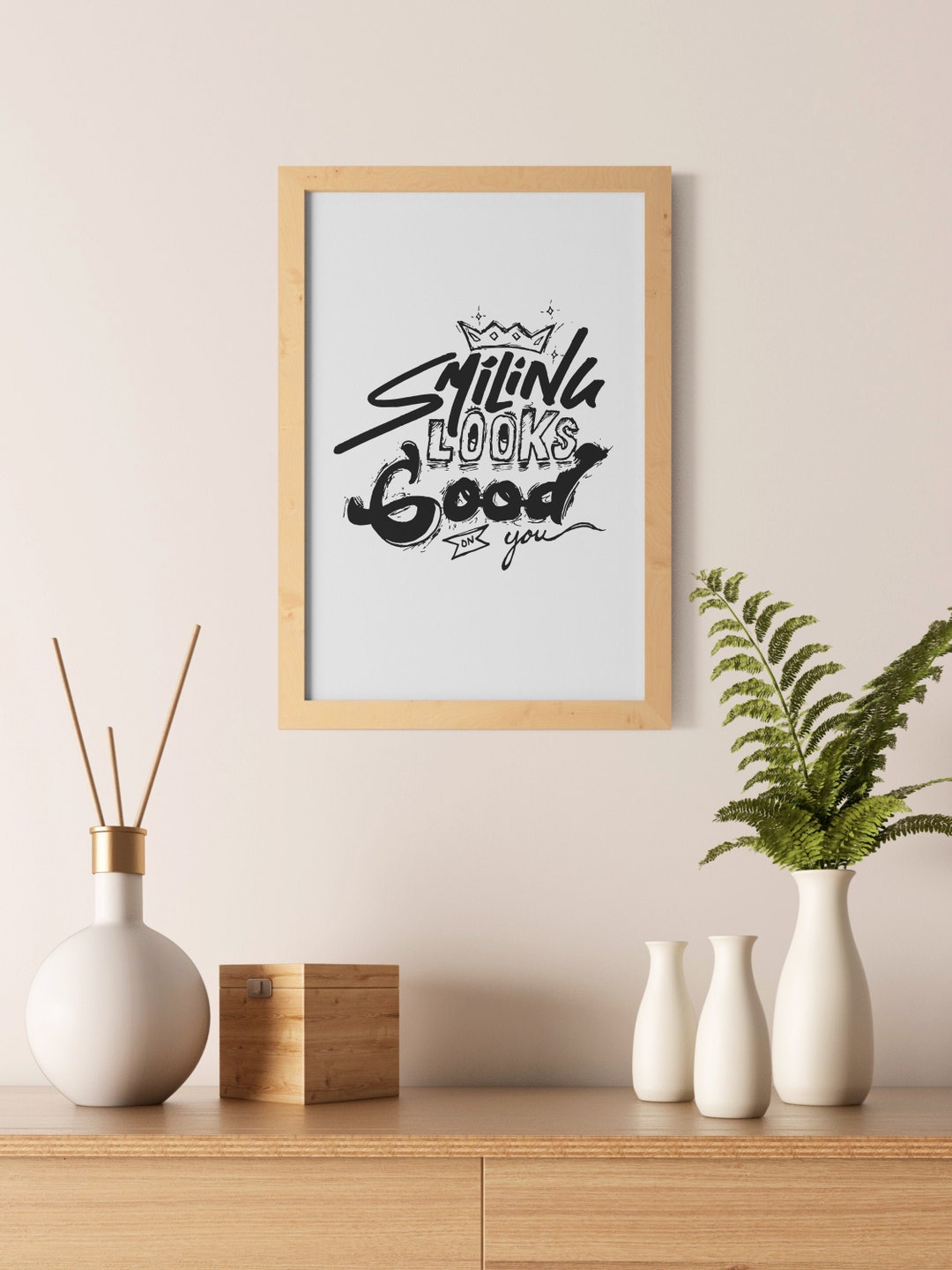 Quote Wall Art Print Hand Lettering - Smiling Looks Good on You by ...